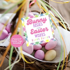 Easter Tags, Printable Easter Gift Tags, Bunny Kisses Treat Tags, Bunny ...