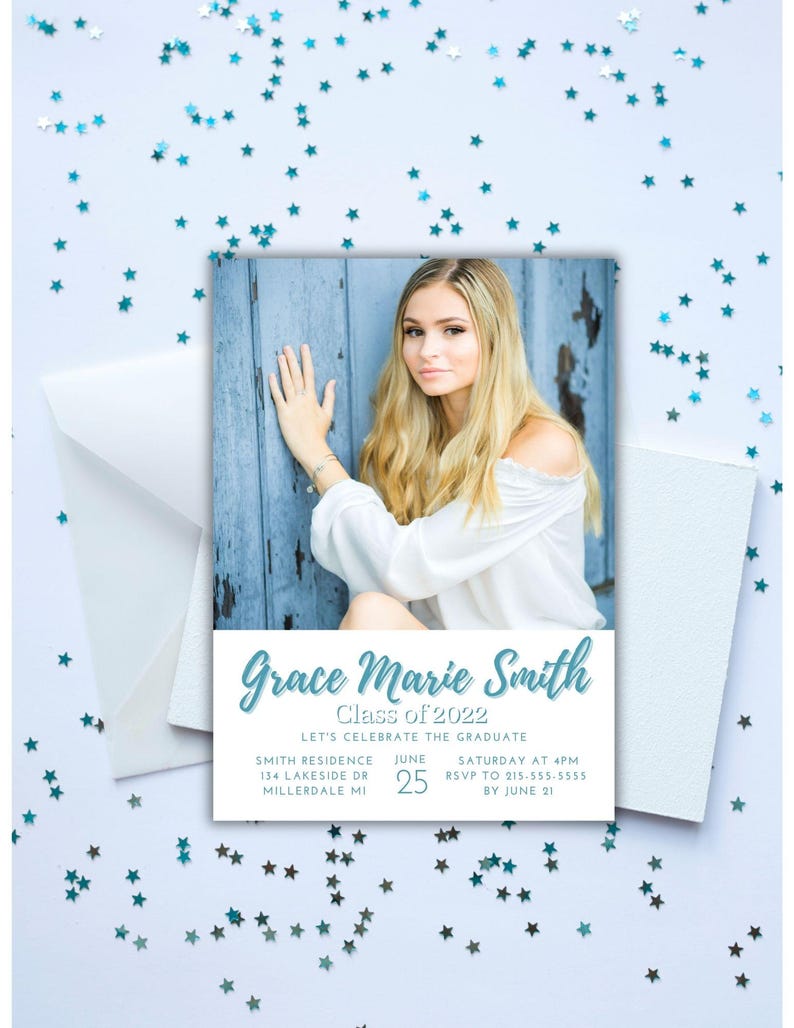 Editable Graduation Photo Card Template, Canva Invitation (digital ...