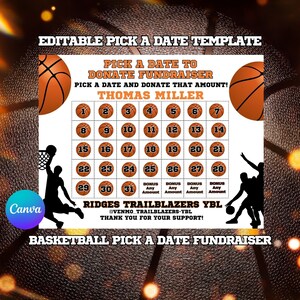 Editable Basketball Calendar Fundraiser, Pick a Date Printable ...