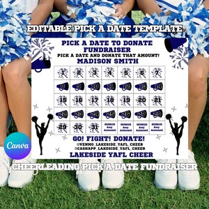 Editable Cheerleading Calendar Fundraiser, Pick a Date to Donate ...