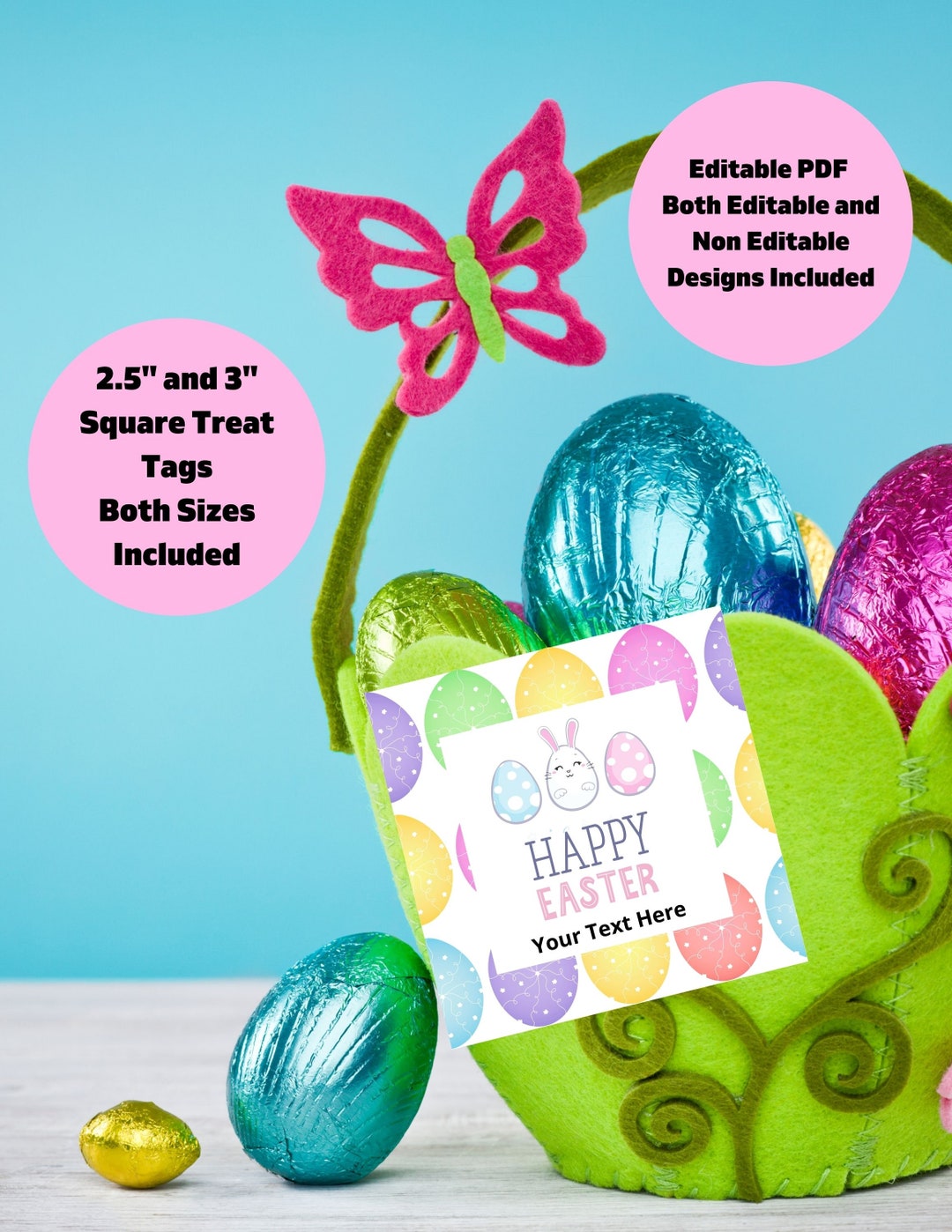 Easter Treat Tags, Easter Gift Tags, Editable Easter Egg Treat Tags ...