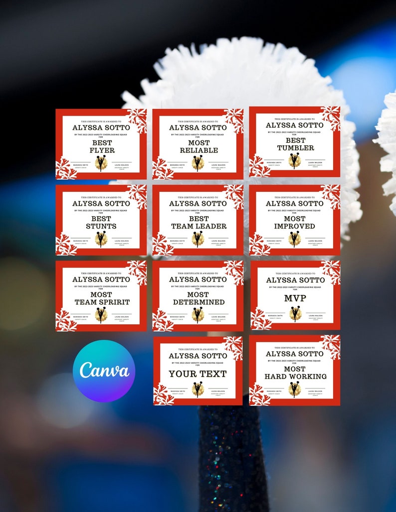 Cheerleading Award Certificate End of Season Cheerleading - Etsy