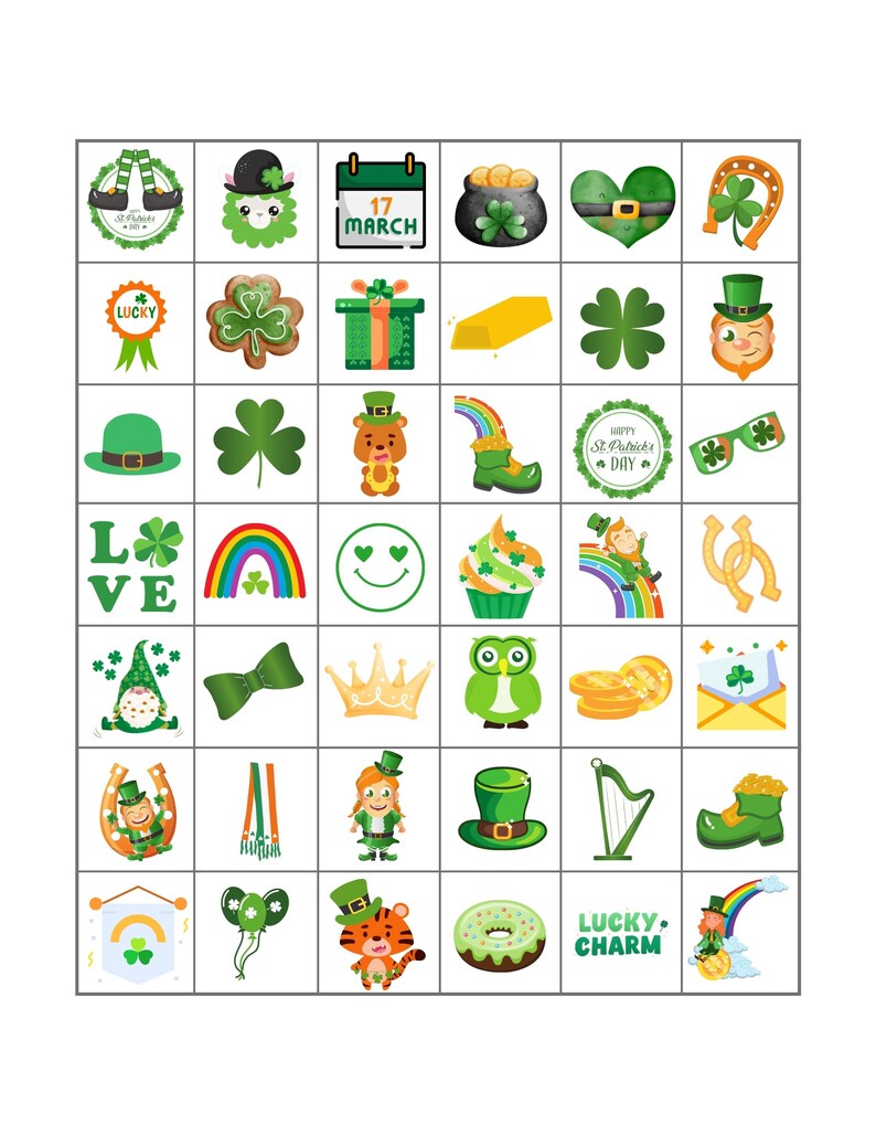 St Patrick's Day Bingo Game, 30 Unique Cards (printable) - Etsy