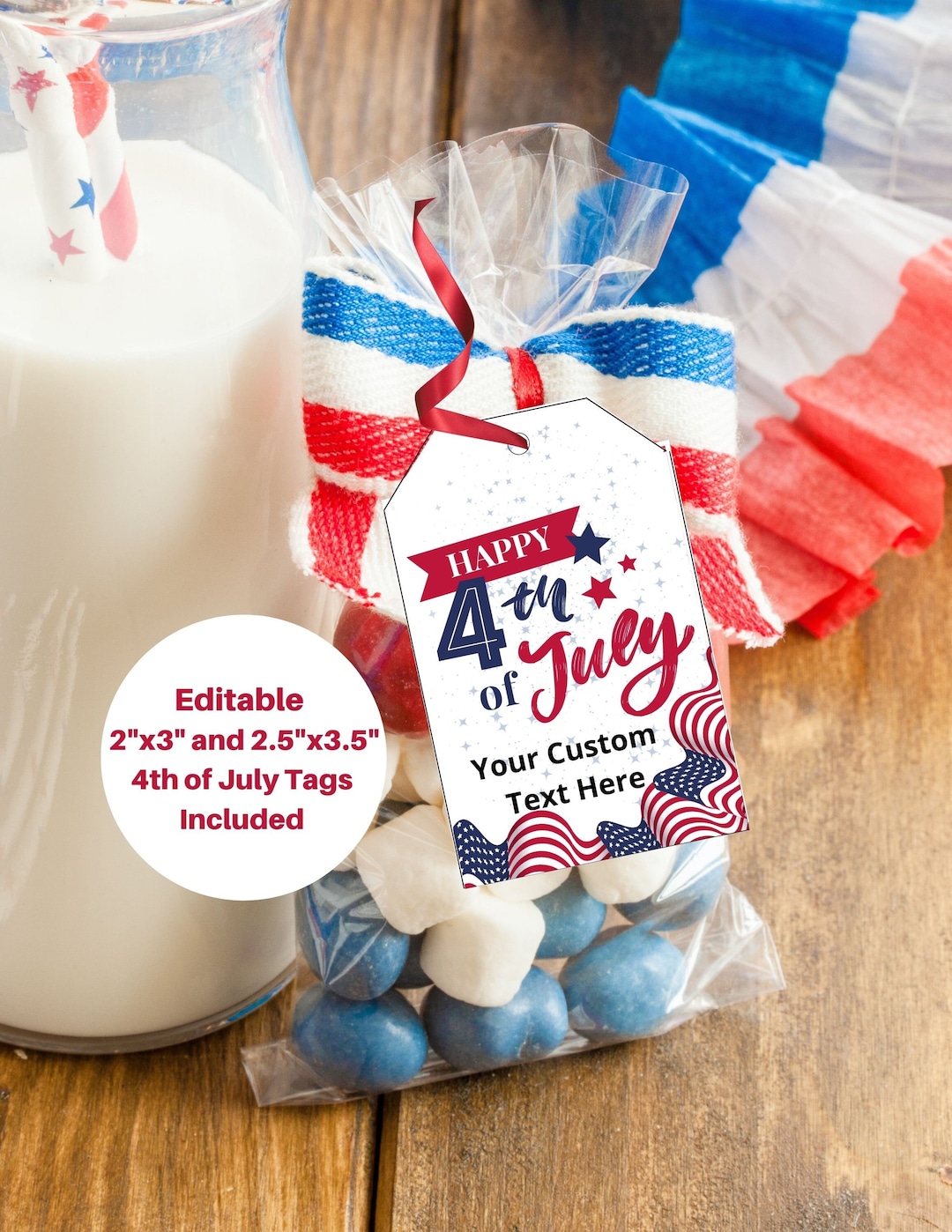 Editable 4th of July Gift Tags, Printable Treat Tags (PDF) - Etsy