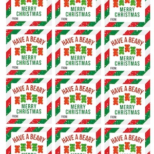 Christmas Gift Tags Printable, Printable Gummy Bear Tag, Christmas ...