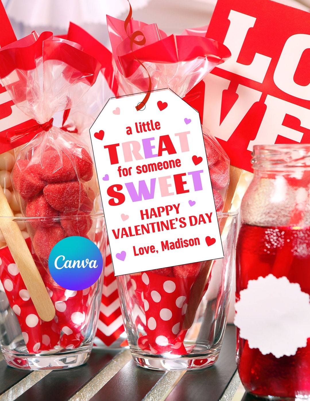 Editable Valentines Day Tag, Editable Valentine Tag, Valentine Treat ...