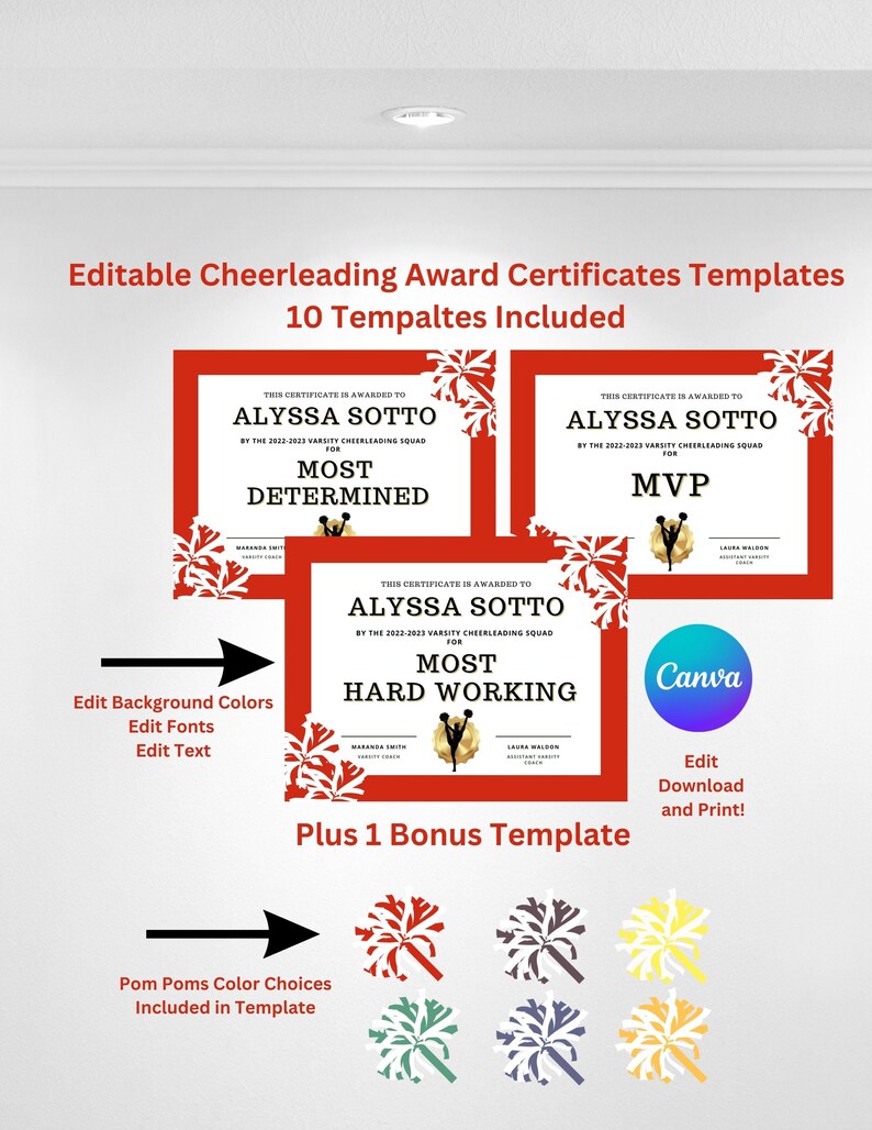 Cheerleading Award Certificate End of Season Cheerleading - Etsy