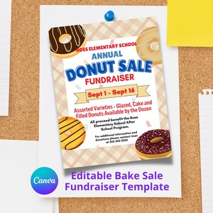 Donut Sale Flyer, Back to School Flyer, Editable Sale Template ...