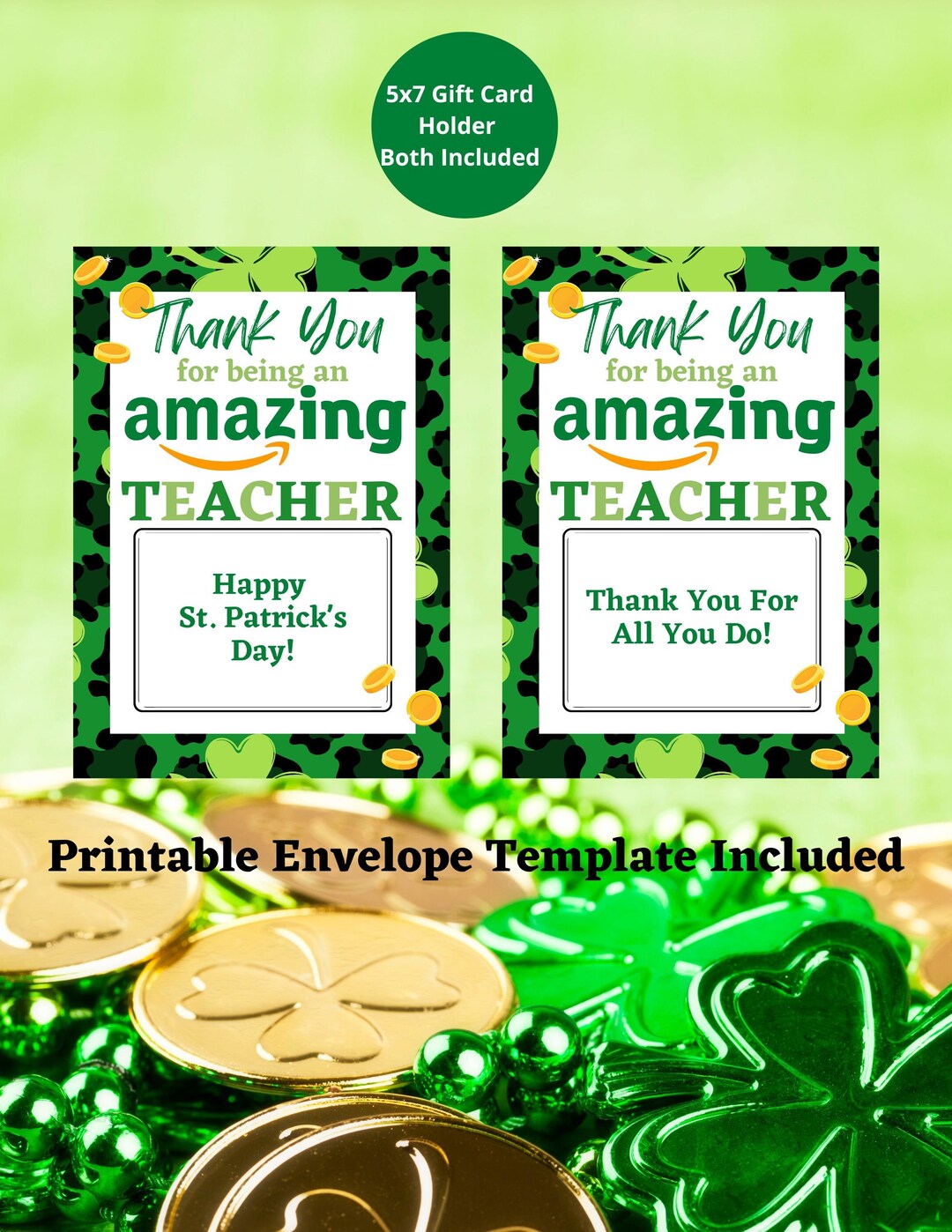 St Patrick's Day Gift Card Holder. Gift Card Holder Printable, Teacher ...