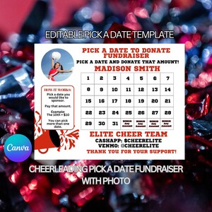 Editable Cheerleading Calendar Fundraiser, Pick a Date to Donate ...
