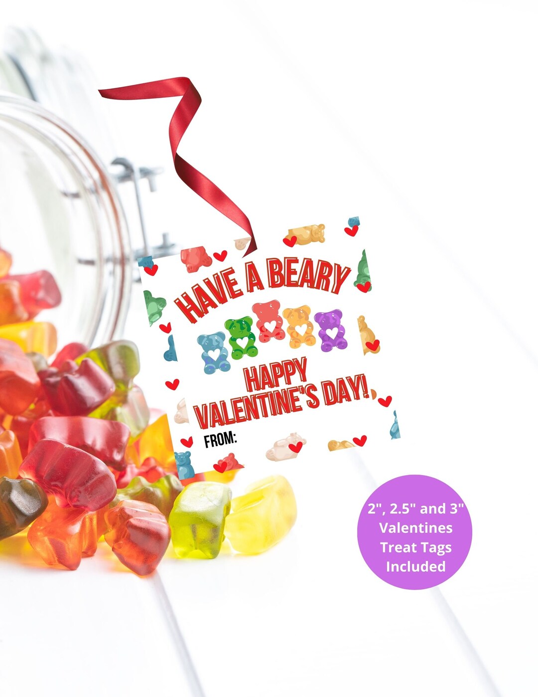Printable Gummy Bear Valentine Tag, Kids Treat Tags (PDF) - Etsy