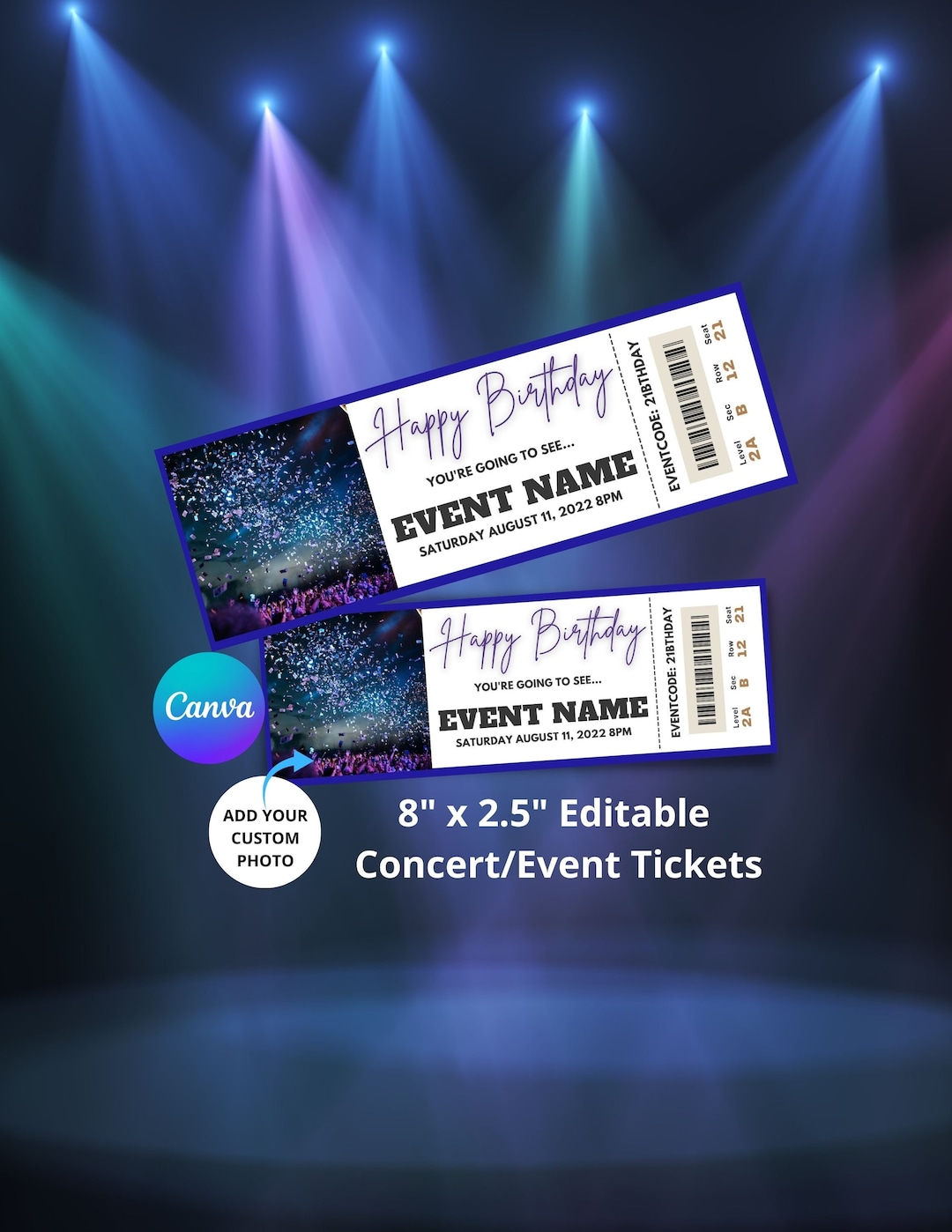Concert Ticket Template, Birthday Concert Ticket, Ticket Template ...