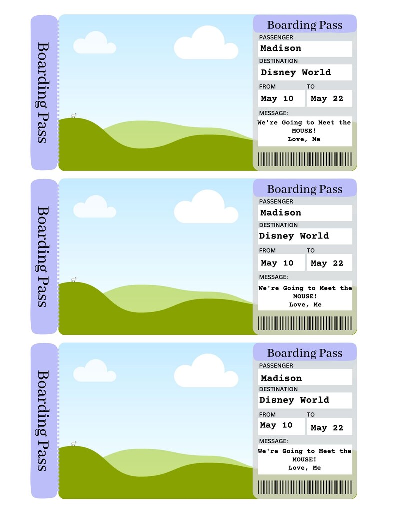 Editable Boarding Pass Template Printable Airplane Ticket Etsy 6920