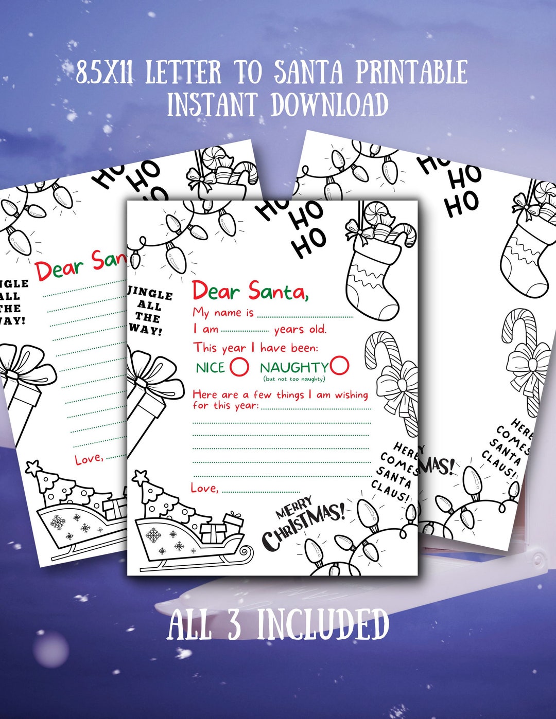 Letter to Santa Printable, Santa Letter Coloring Page. Dear Santa ...