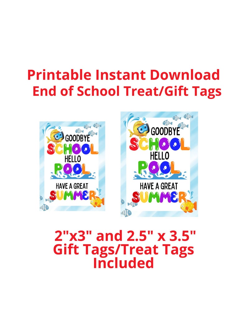 Goodbye School Hello Pool Gift Tag, Printable Teacher Tag (PDF) - Etsy