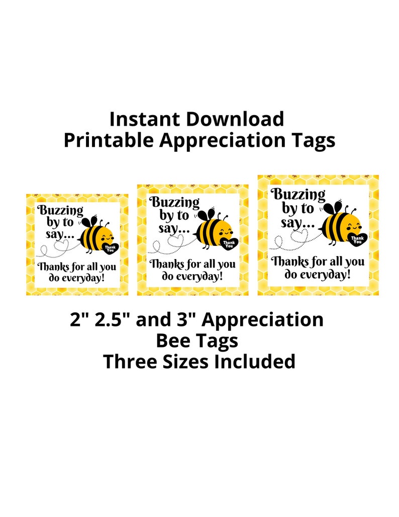 Printable Bee Appreciation Gift Tag, Teacher Thank You (PDF) - Etsy