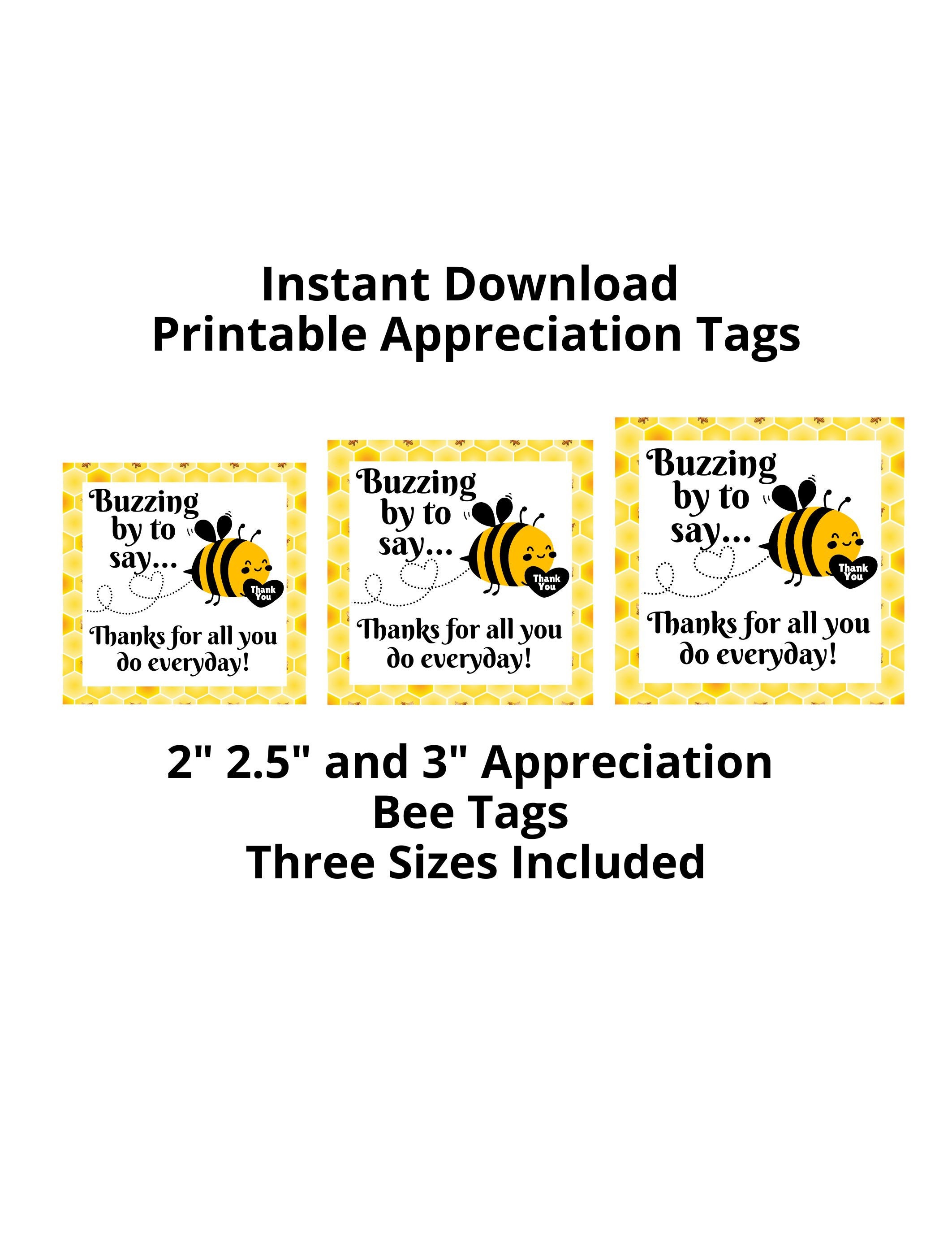 Printable Bee Appreciation Gift Tag, Teacher Thank You (PDF) - Etsy