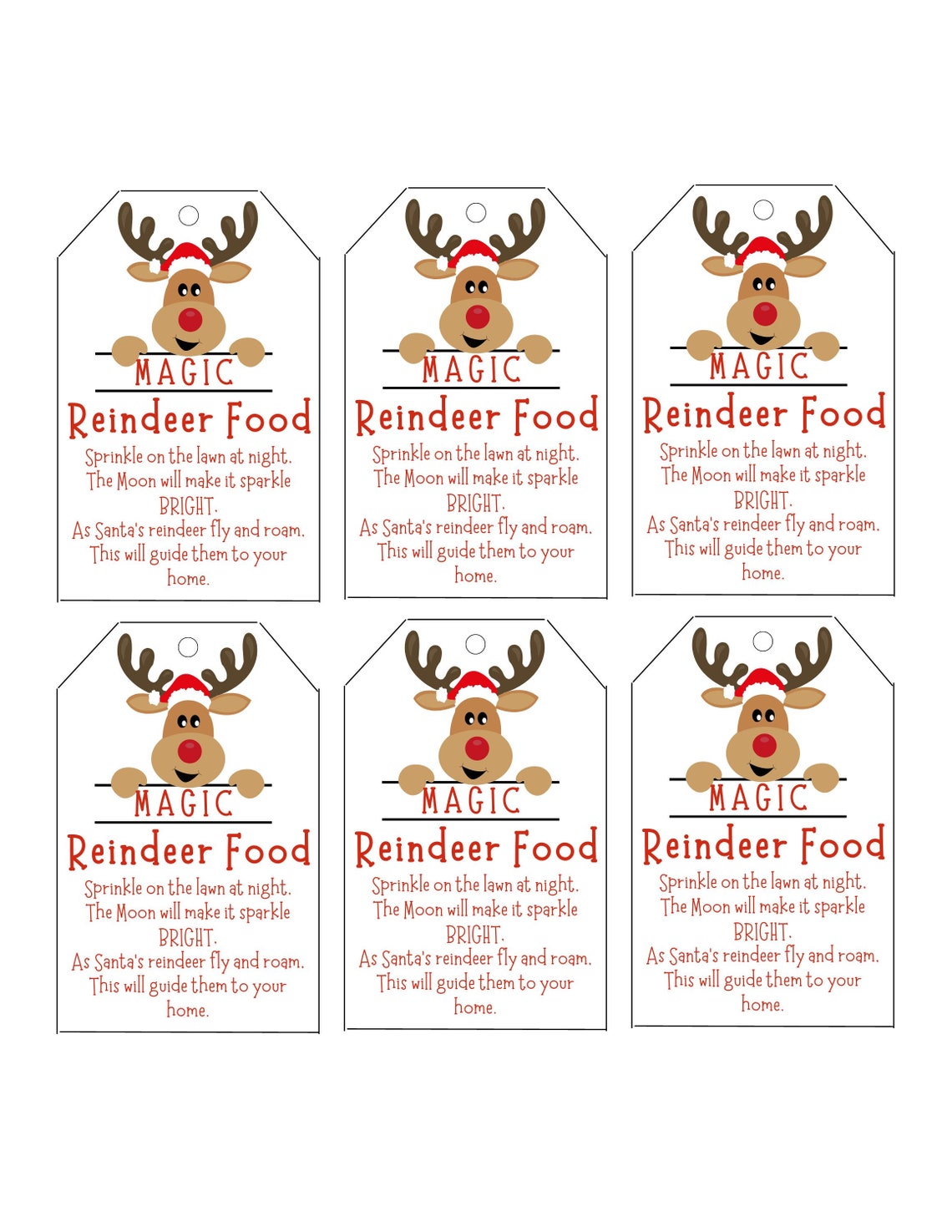 Magic Reindeer Food Tags Reindeer Food Tag Reindeer Food - Etsy