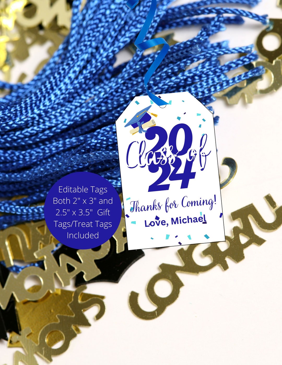 Graduation Thank You Tags, Thank You Tag , Editable Graduation Gift Tag ...