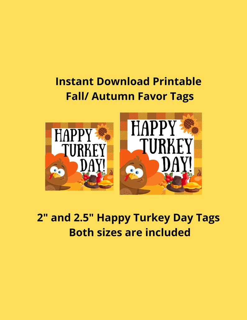 Printable Turkey Day Favor Tags, Autumn Gift Tags (PDF) - Etsy