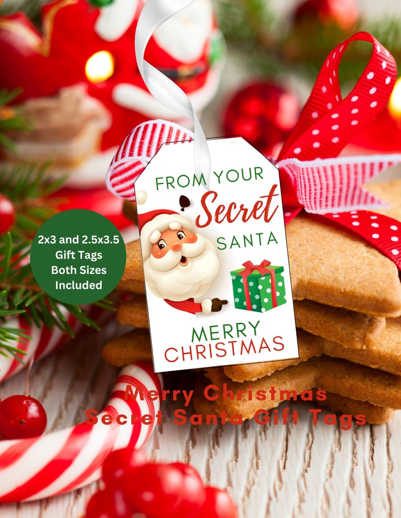 Printable Secret Santa Gift Tags, Christmas Treat Tag (PDF) - Etsy