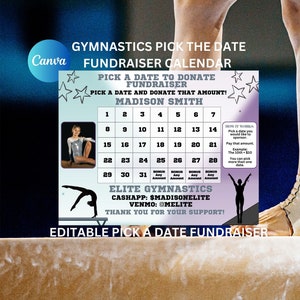 Editable Gymnastic Calendar Fundraiser, Pick a Date to Donate Printable ...