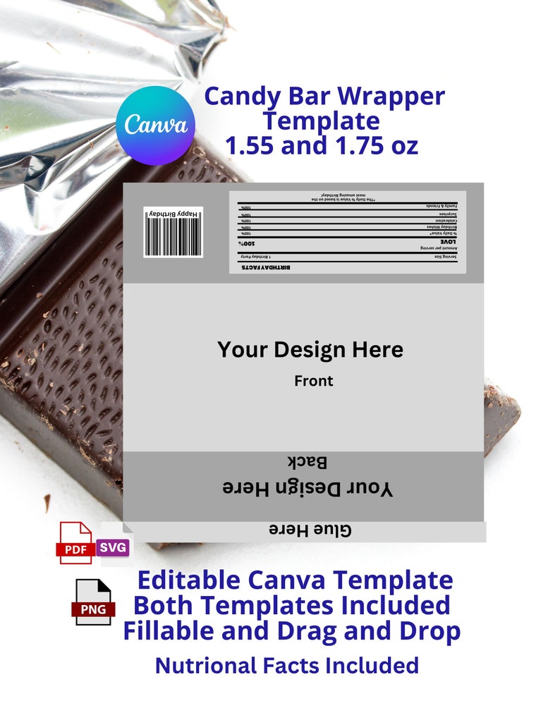 Candy Bar Wrapper Template Candy Bar Wrapper Editable Candy - Etsy