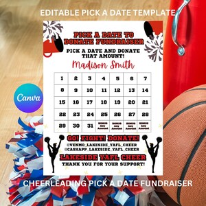 Editable Cheerleading Calendar Fundraiser, Pick a Date Printable ...