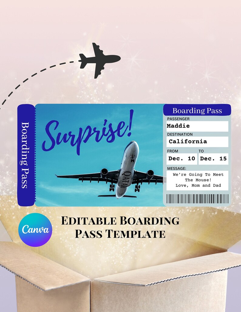 Editable Surprise Trip Boarding Pass Template (digital Download) - Etsy