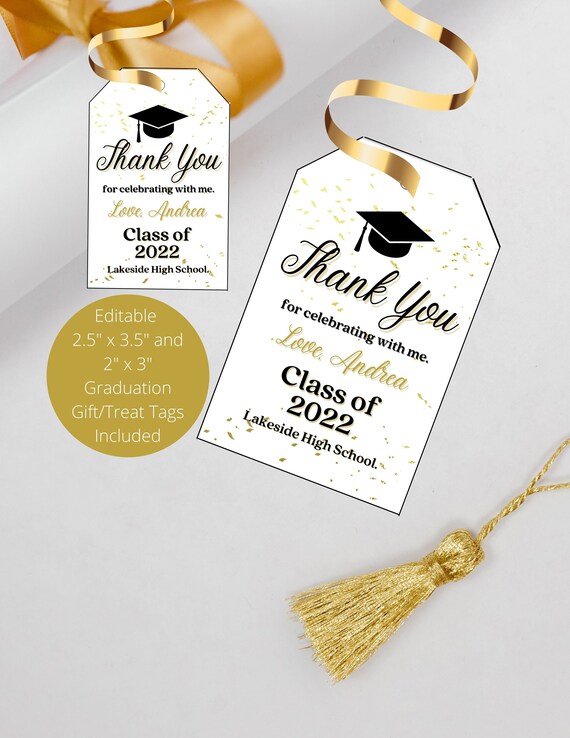 Graduation Thank You Tags Thank You Tag Editable Graduation - Etsy