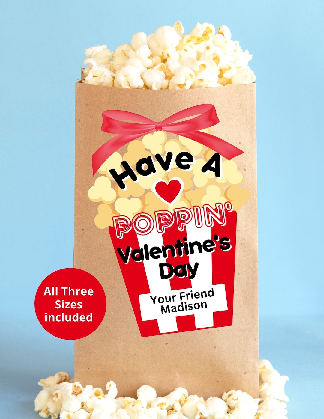 Editable Popcorn Valentine Tag, Popcorn Valentine Printable, Valentine ...