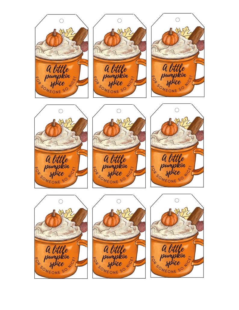 Fall Gift Tag Printable Fall Tag Pumpkin Spice Tag Autumn - Etsy