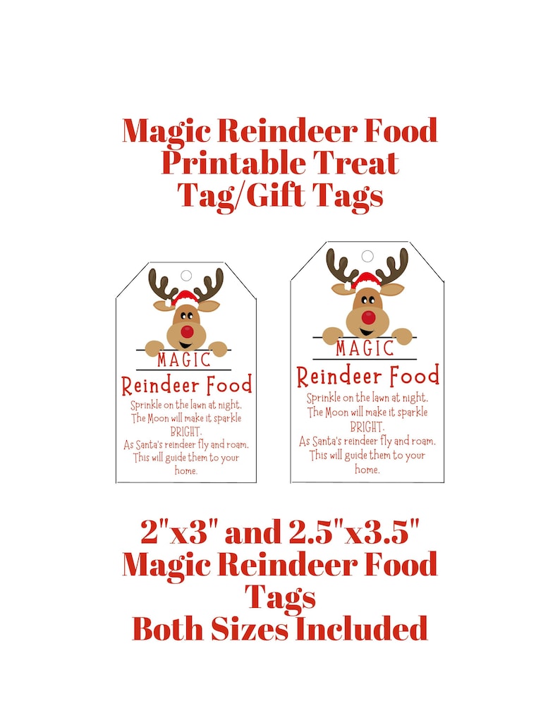 Magic Reindeer Food Tags Reindeer Food Tag Reindeer Food - Etsy