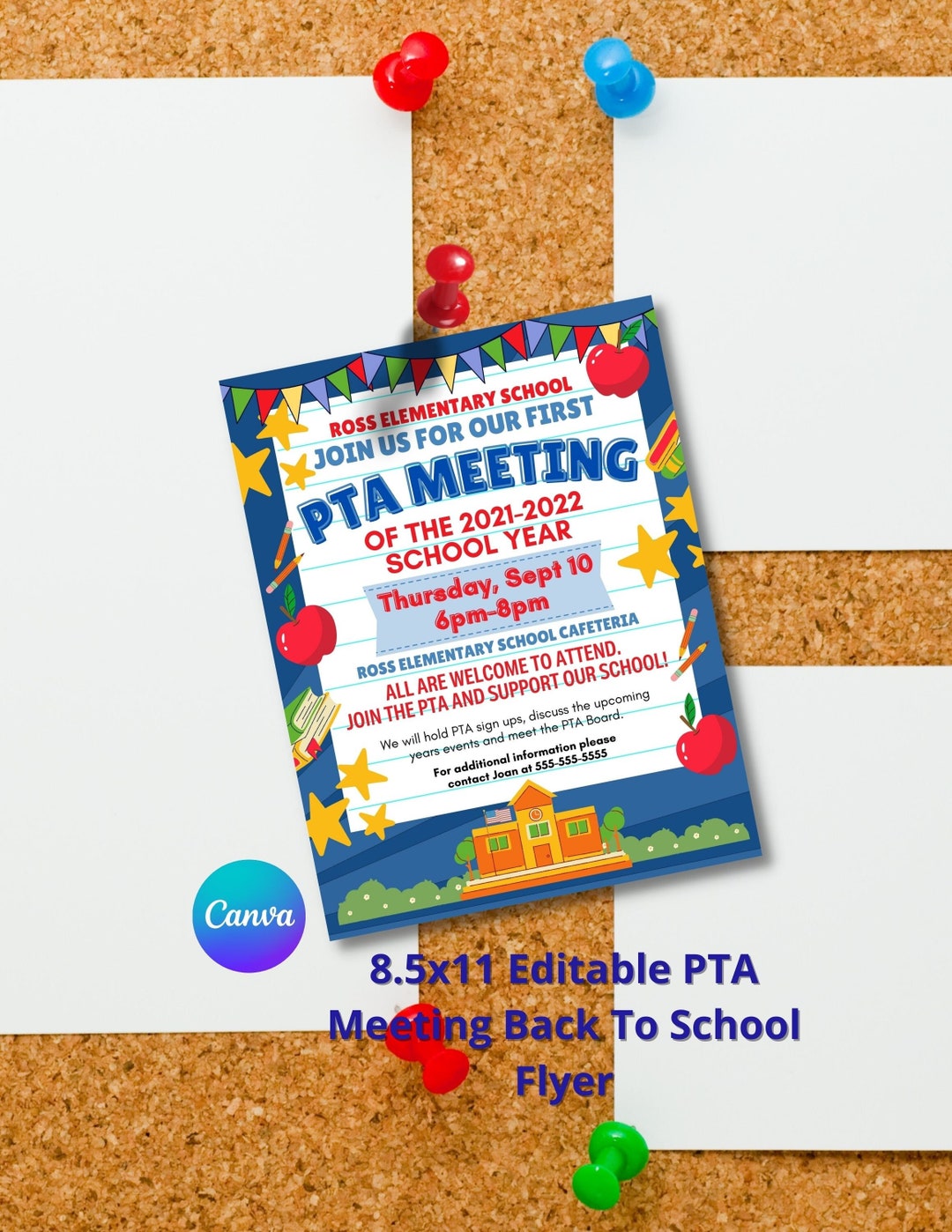 PTA Meeting Flyer, PTO PTA Flyer, Editable School Flyer, Back to School ...