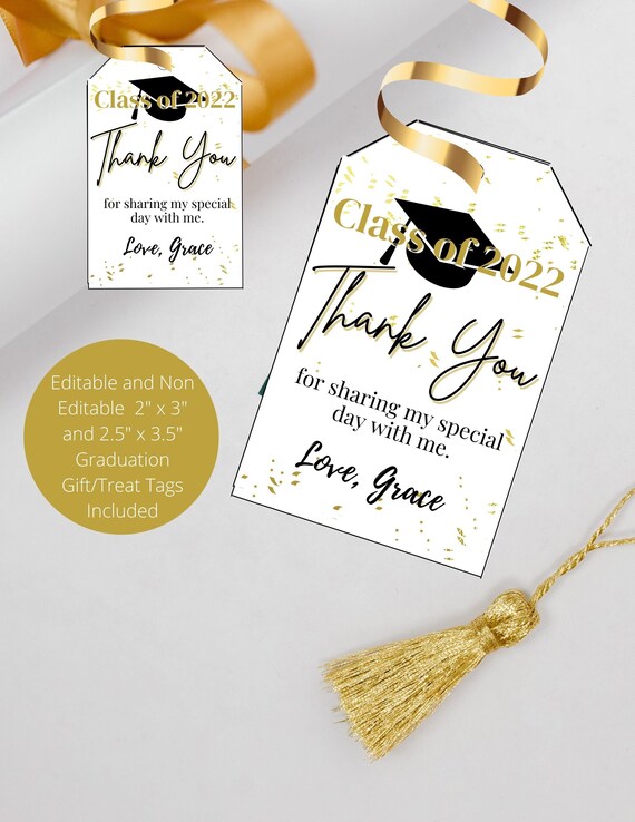 Graduation Thank You Tags Thank You Tag Editable Graduation - Etsy
