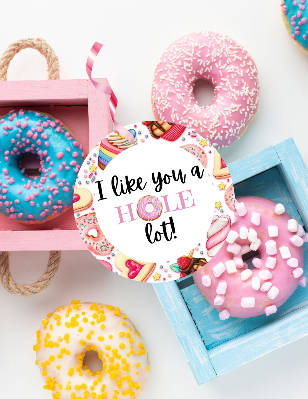 Donut Valentine's Day Gift Tags, Printable Treat Tags (PDF) - Etsy
