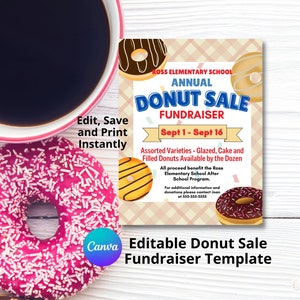 Donut Sale Flyer, Back to School Flyer, Editable Sale Template ...