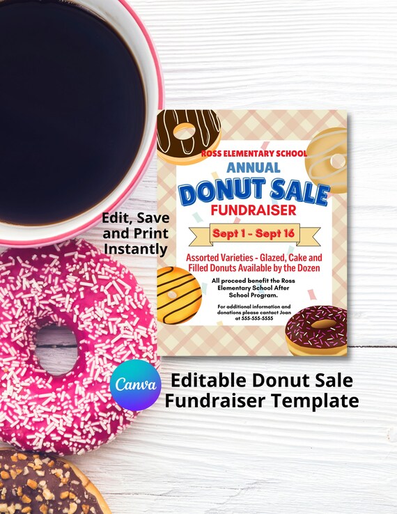 Donut Sale Flyer Back to School Flyer Editable Sale - Etsy