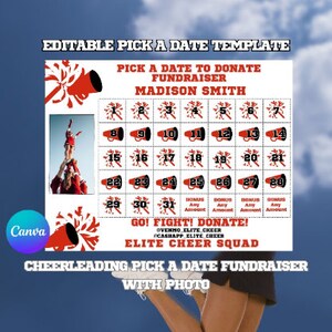 Editable Cheerleading Calendar Fundraiser, Pick a Date to Donate ...