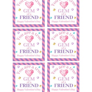 Kids Valentine Tag, Printable Valentine Tag, Gem of A Friend Tag ...