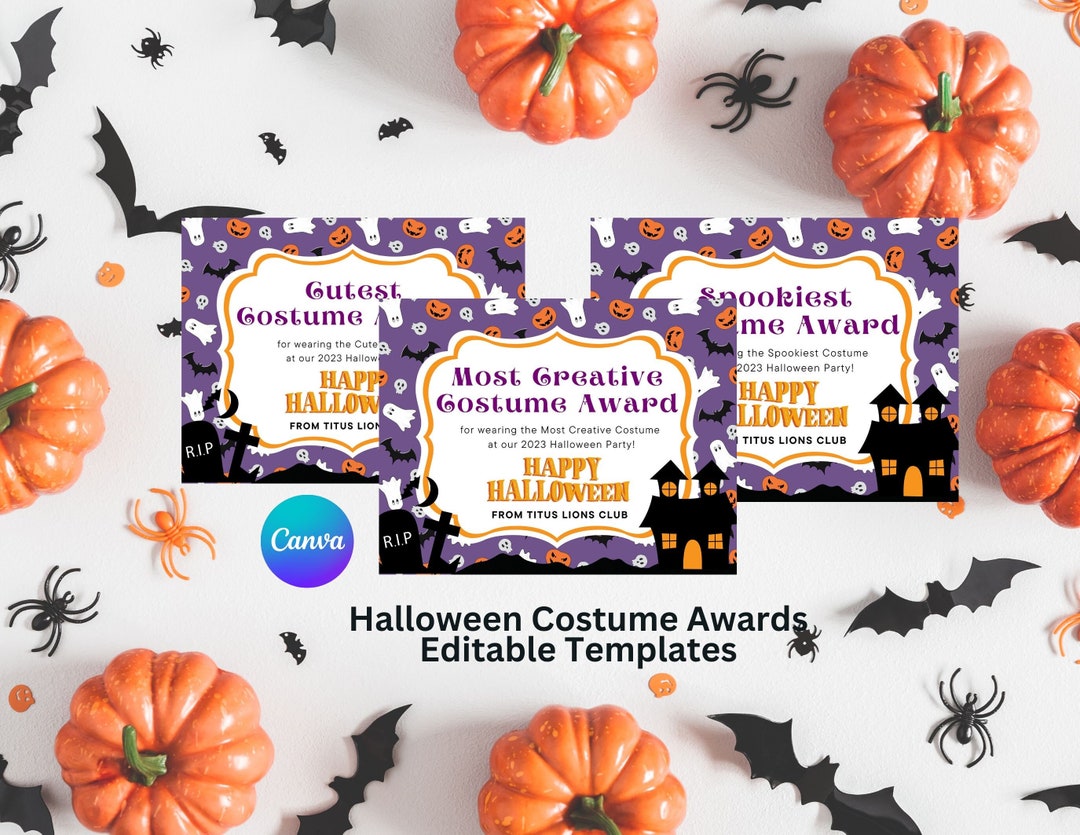 Halloween Costume Awards, Halloween Awards Template, Costume Party ...