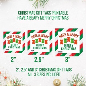 Christmas Gift Tags Printable, Printable Gummy Bear Tag, Christmas ...