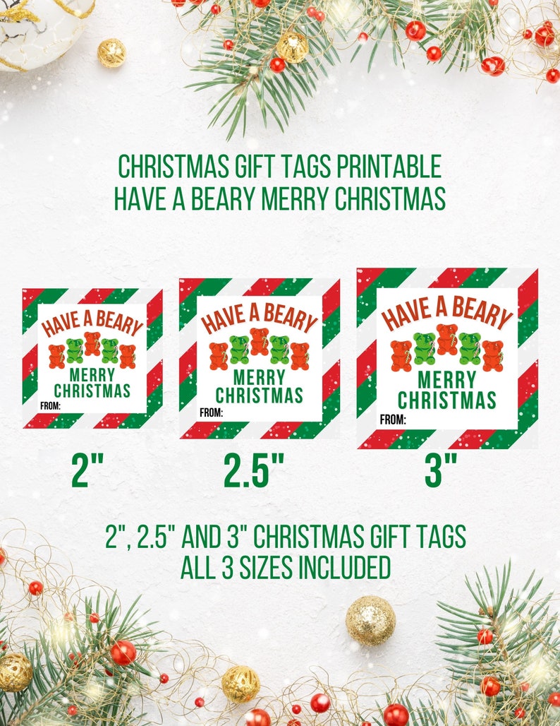 Christmas Gift Tags Printable Printable Gummy Bear Tag - Etsy