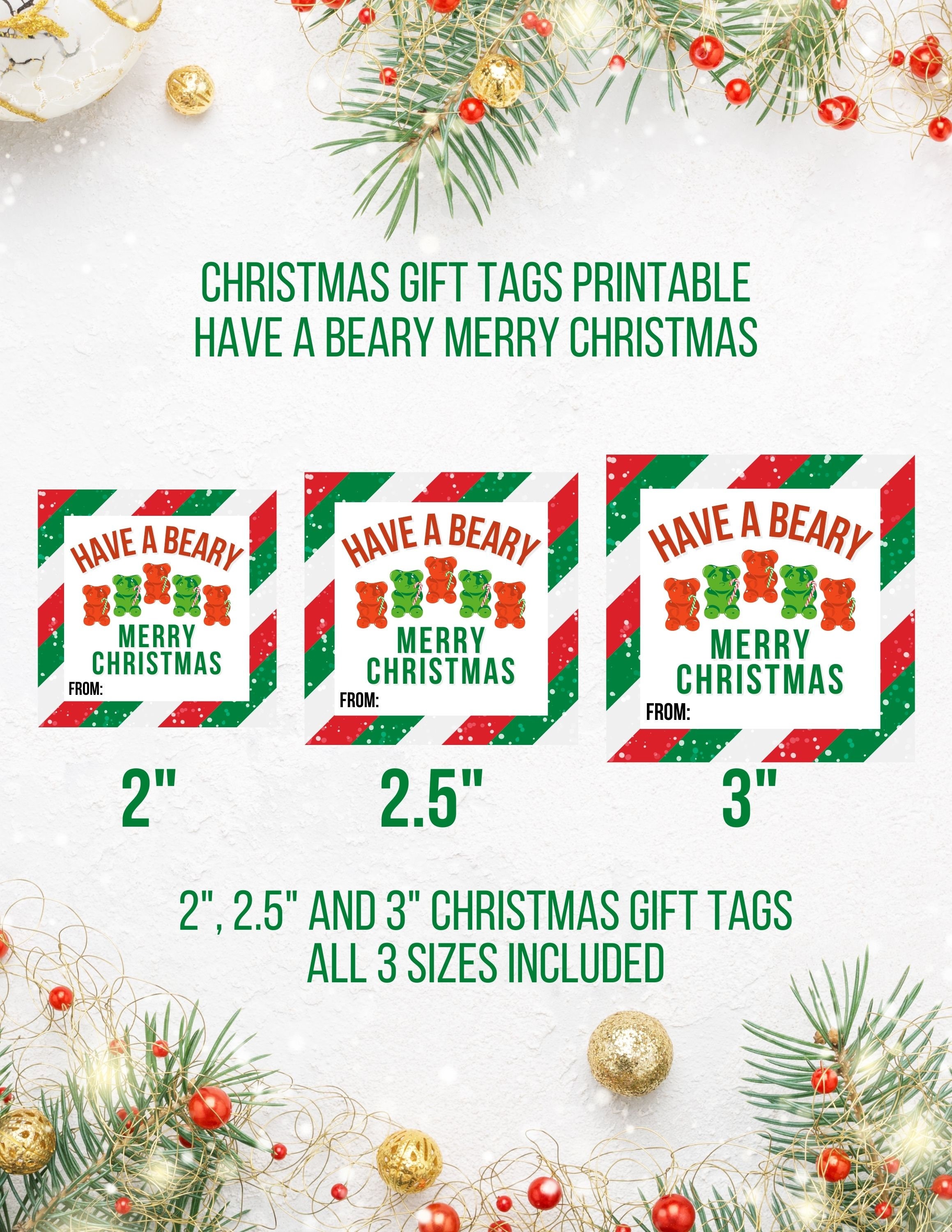 Christmas Gift Tags Printable, Printable Gummy Bear Tag, Christmas ...