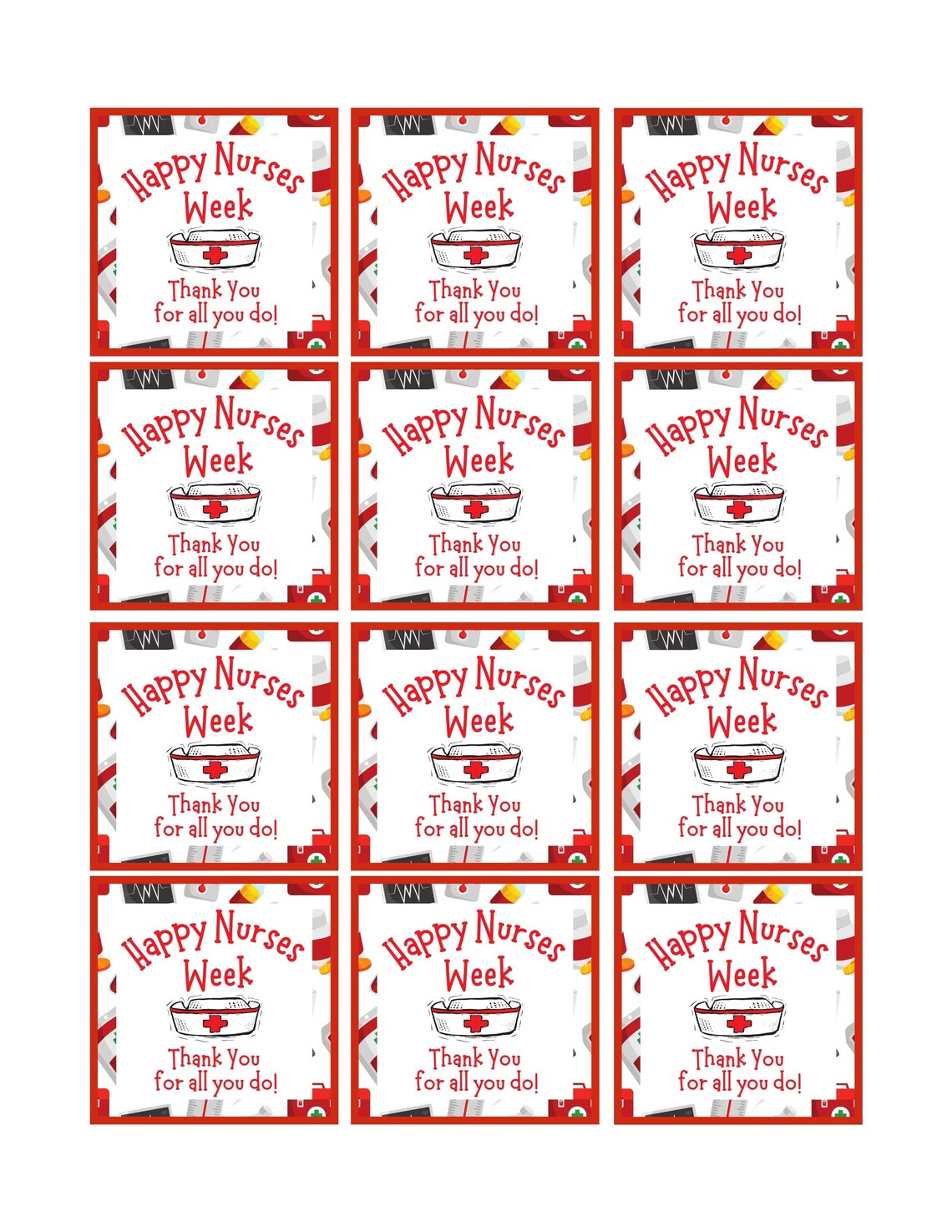 Nurse Appreciation Tag Nurse Gift Tags Printable Nurse Tag | Etsy