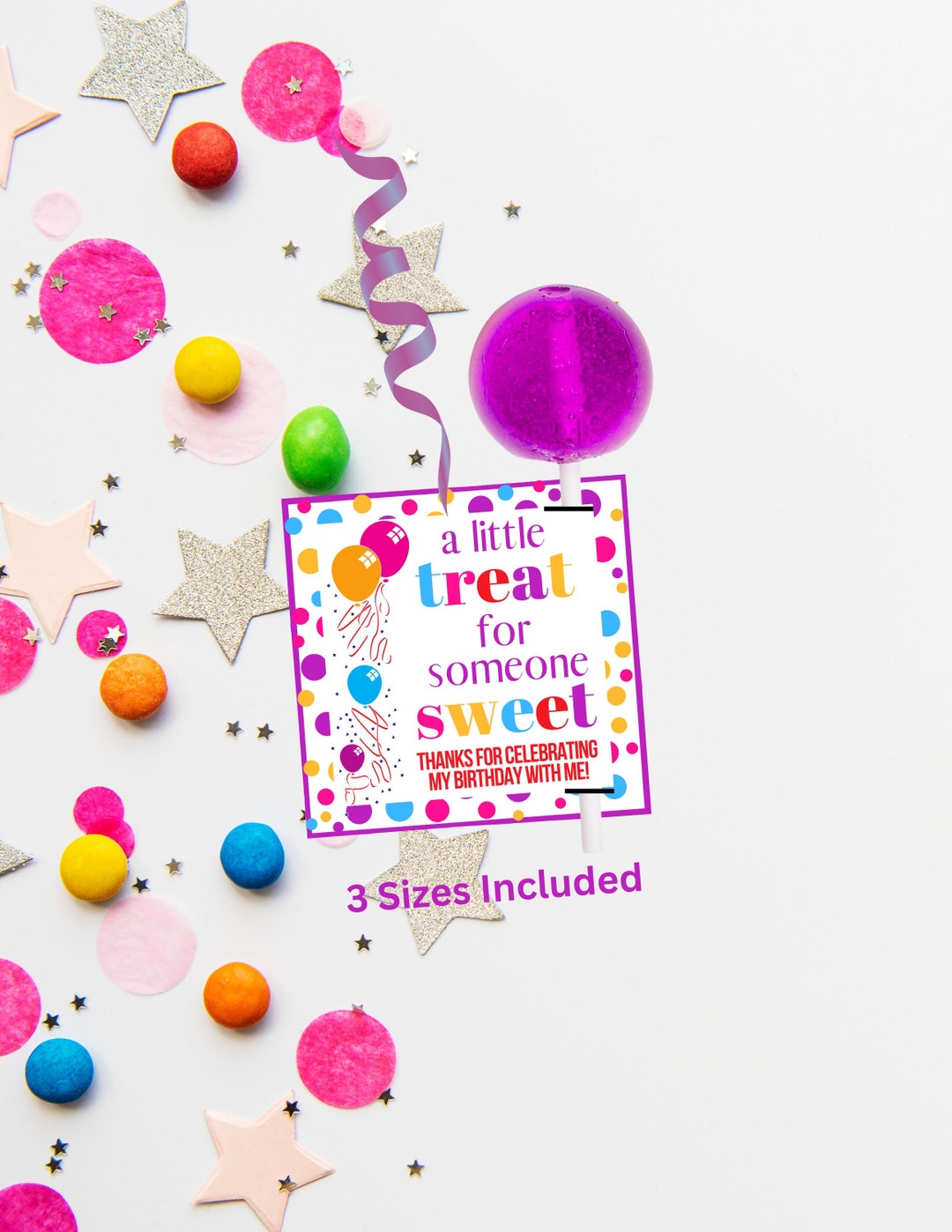 Printable Birthday Lollipop Holder Tags, Party Favors (digital Download ...