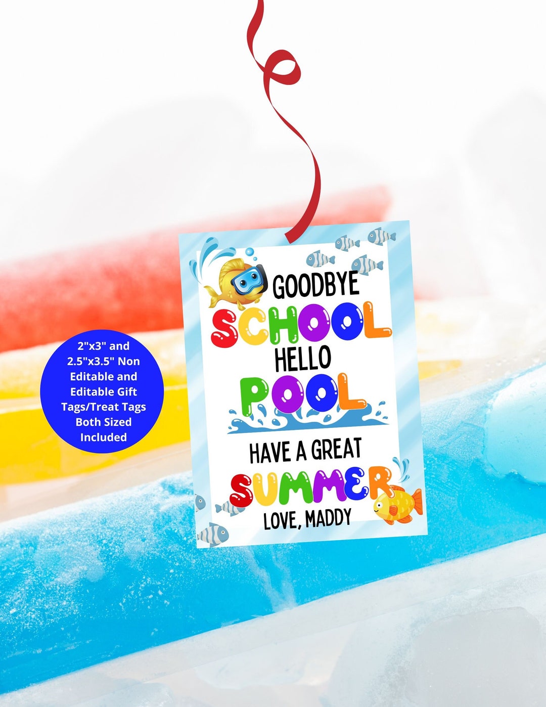 Summer Gift Tag, End of School Year Tag, Editable Summer Tag, Editable ...