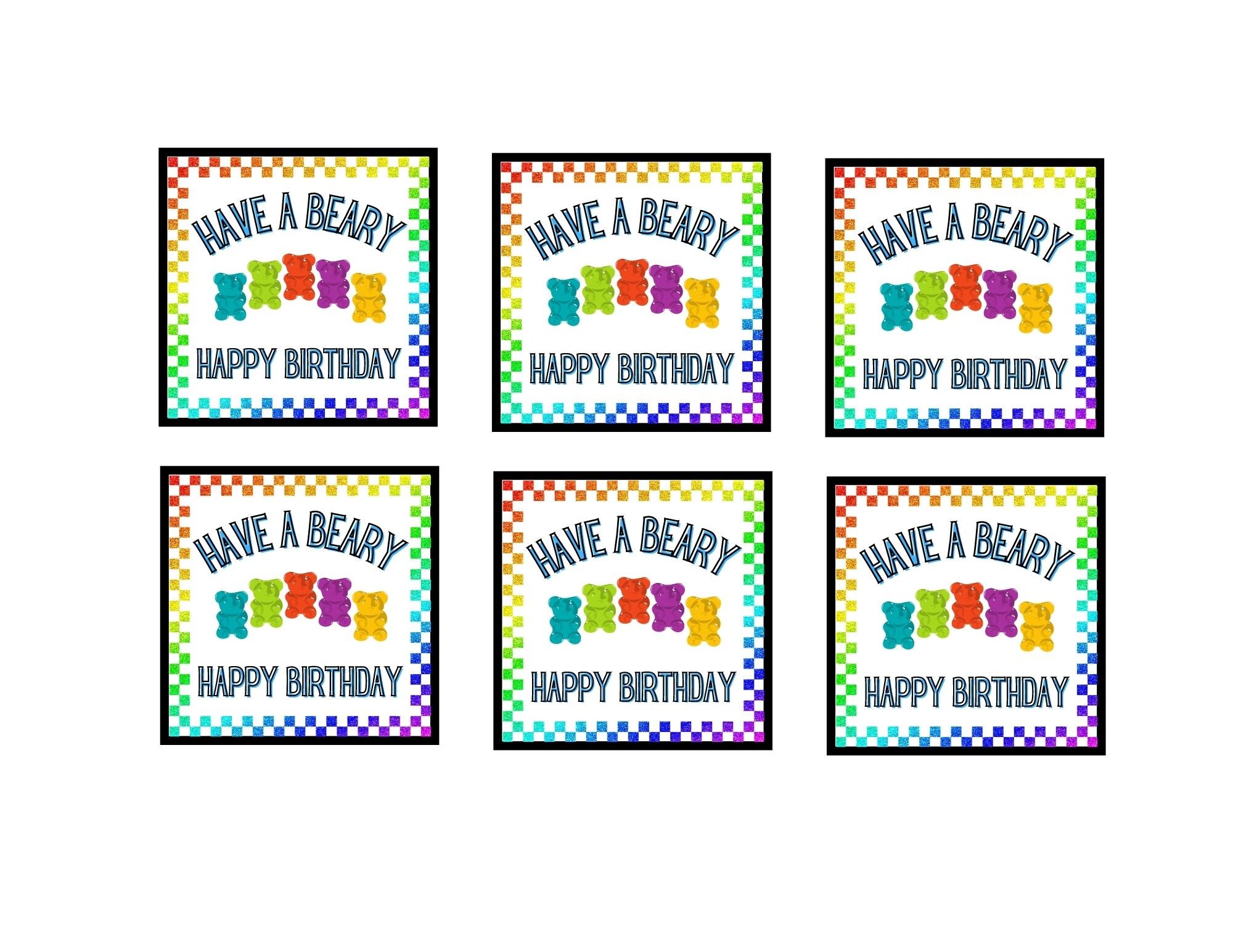 Printable Gummy Bear Birthday Tag Birthday Bear Tag Gummy - Etsy
