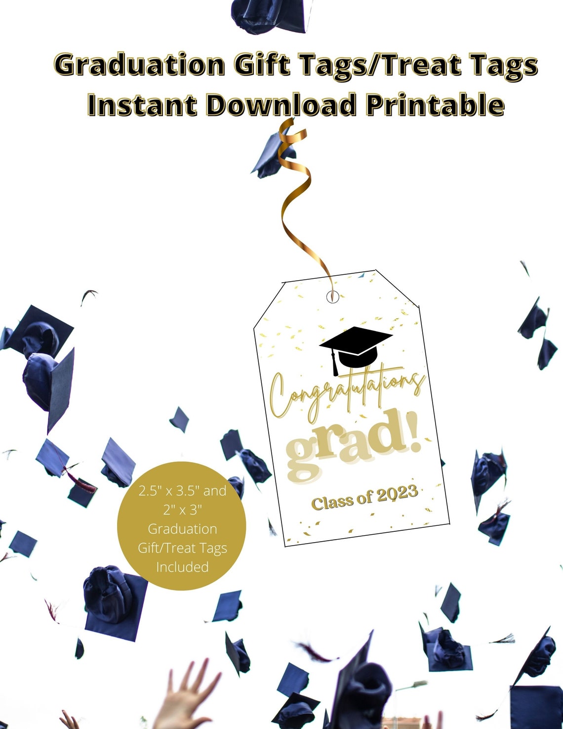 Graduation Gift Tags, Graduation Cap Tags, Congratulations Treat Tags ...