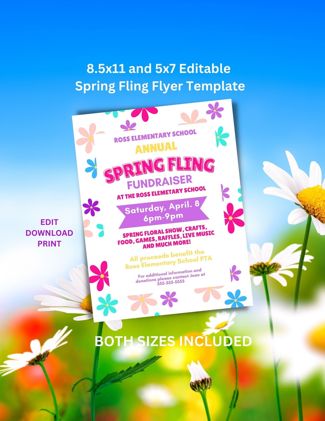 Spring Fling Flyer, Spring Market Flyer, Editable Spring Flyer Template ...